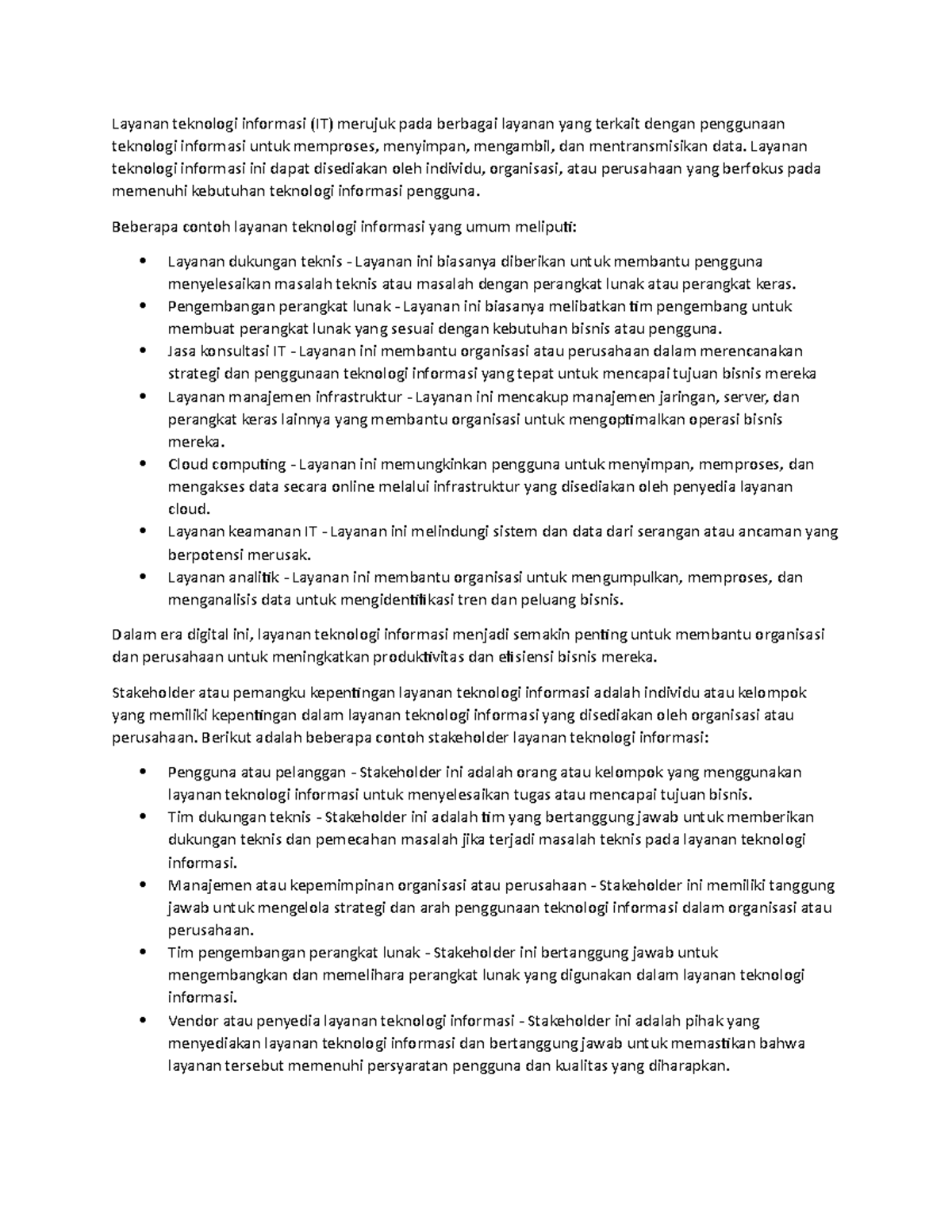 Desain Layanan Teknologi Informasi - Layanan teknologi informasi (IT ...