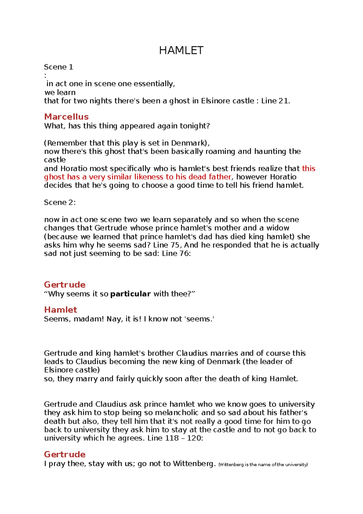 Hamlet MY BOY - Cours - HAMLET Scene 1 : in act one in scene one ...