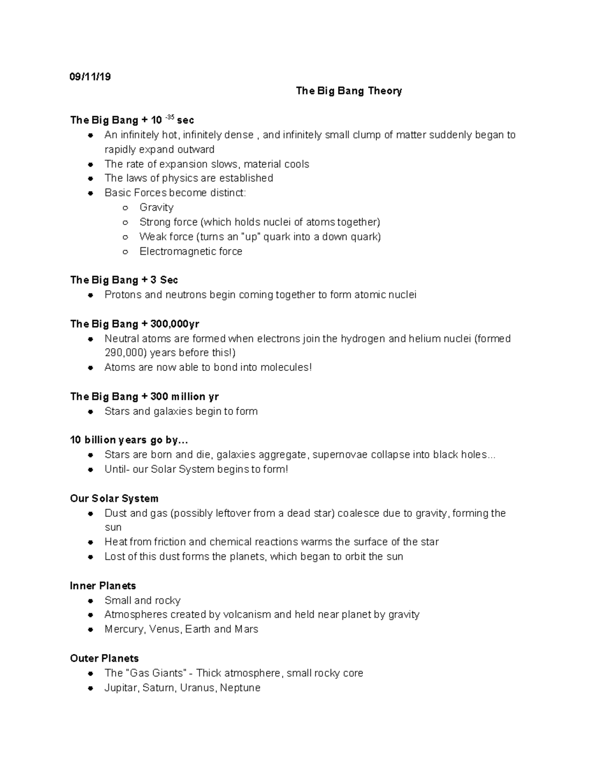 Week 4 GEOL 107 - Lecture notes 4 - 09/11/ The Big Bang Theory The Big ...
