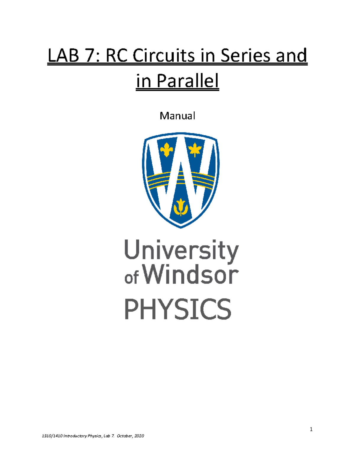 LAB 7 - RC Circuits in series and parallel - 1 LAB 7: RC Circuits in ...