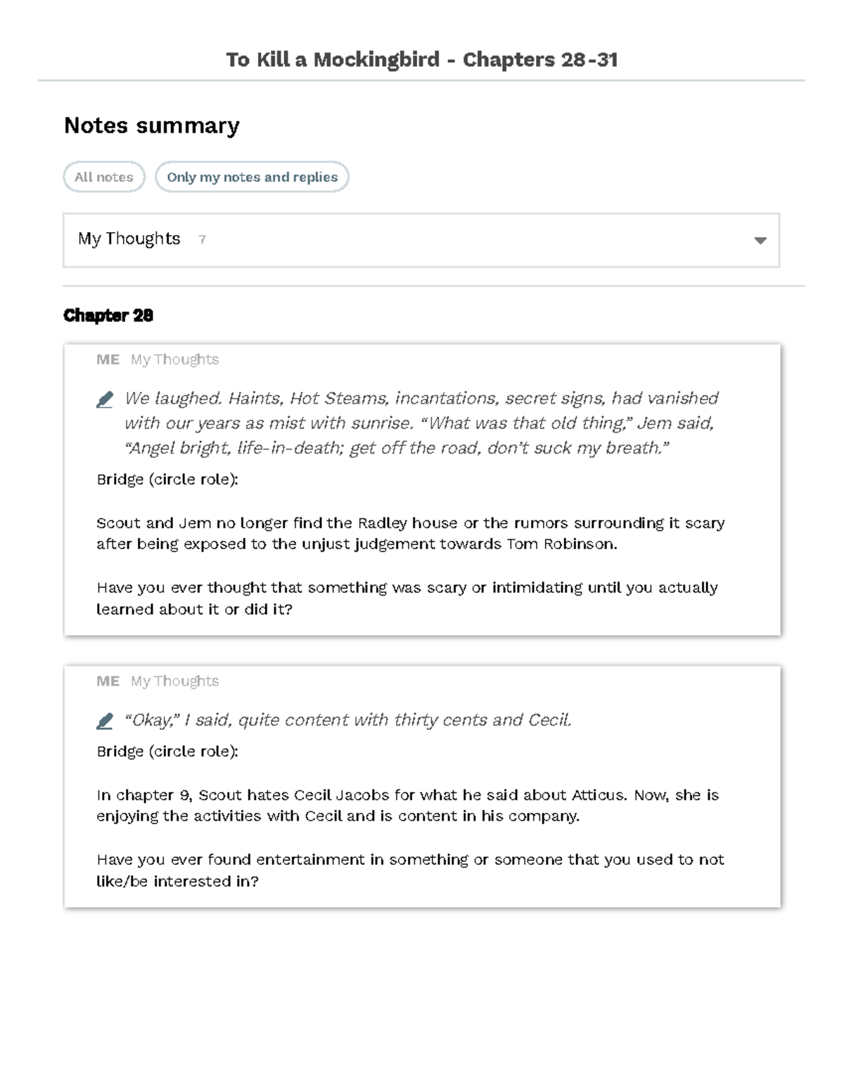 To Kill a Mockingbird - Chapters 28-31 - Actively Learn - To Kill a ...