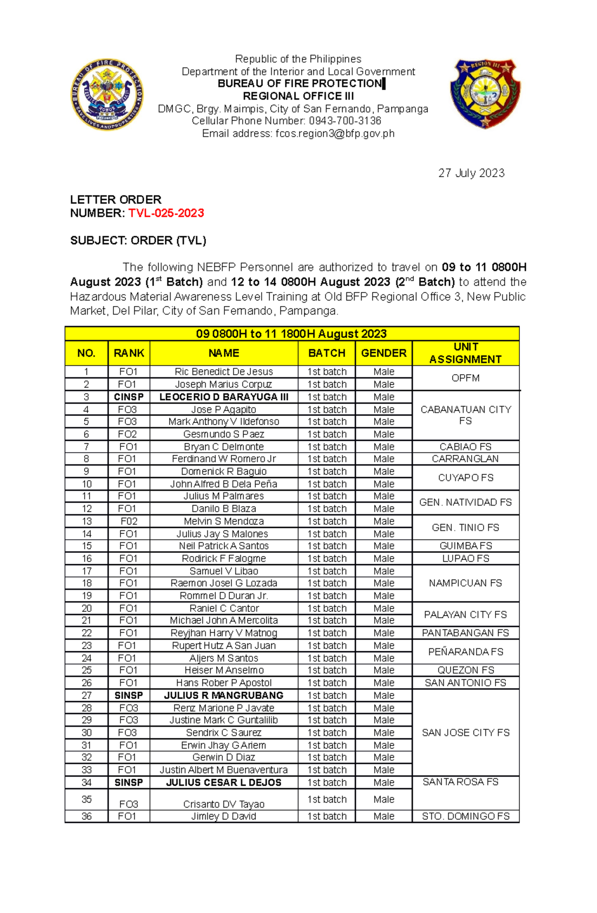 SCBA-travel order - Republic of the Philippines Department of the ...