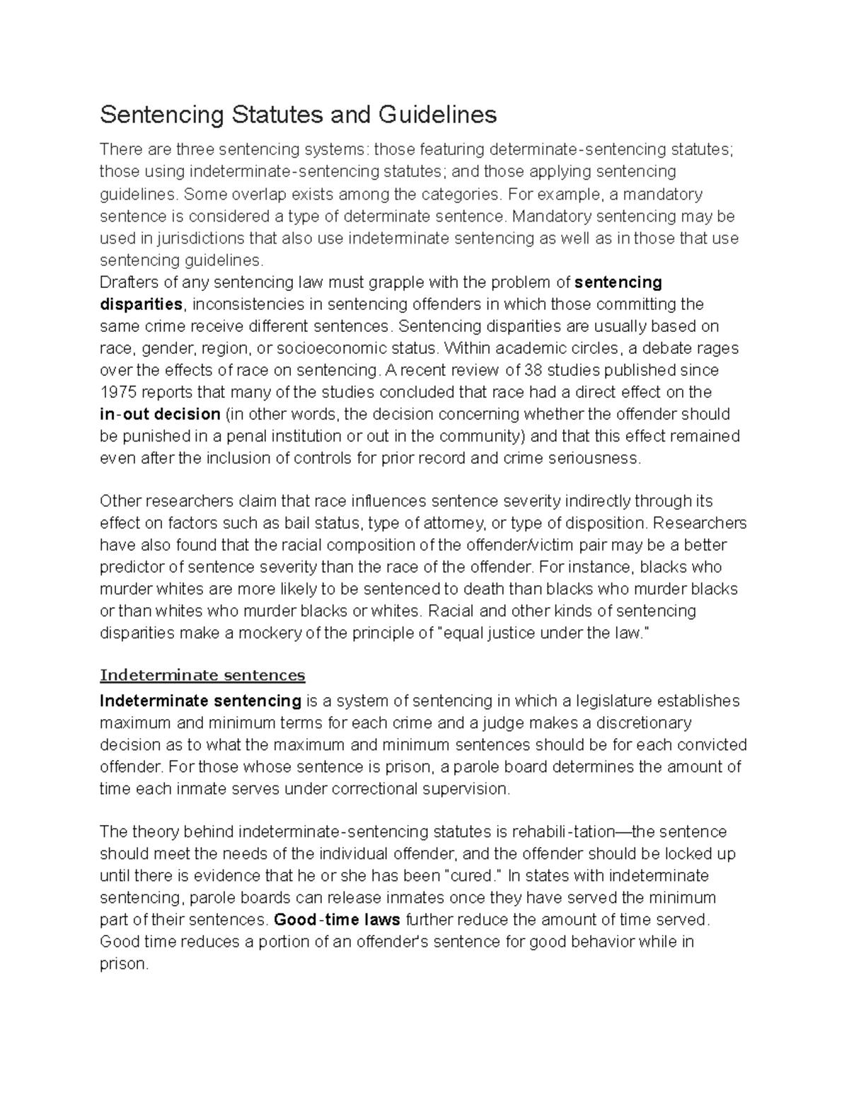 Sentencing Statutes and Guidelines - Some overlap exists among the ...