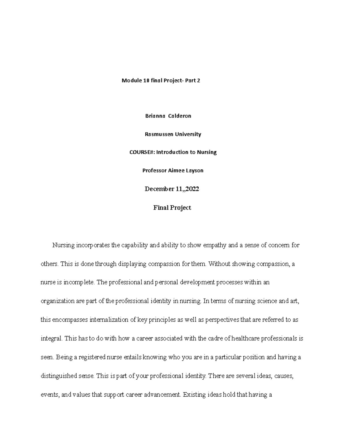 Module 10 final project - Module 10 final Project- Part 2 Brianna ...