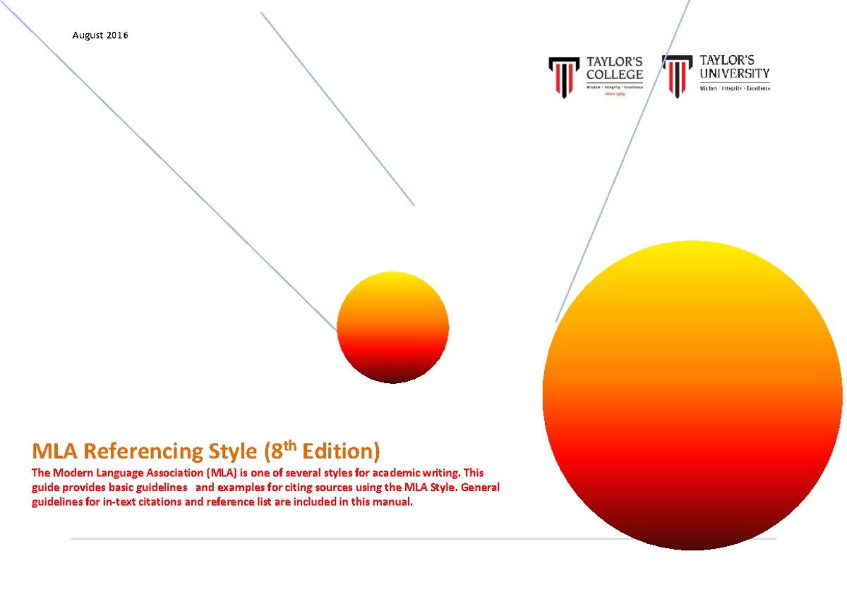 MLA Reference Manual V3 ( Final) - August 2016 MLA Referencing Style ...