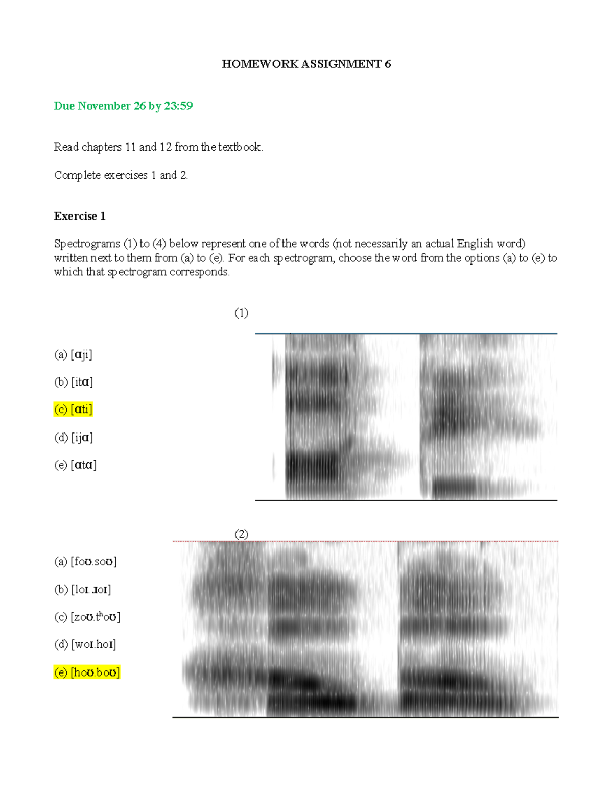 LING 372 - Homework assignment 6 Resubmission - HOMEWORK ASSIGNMENT 6 ...