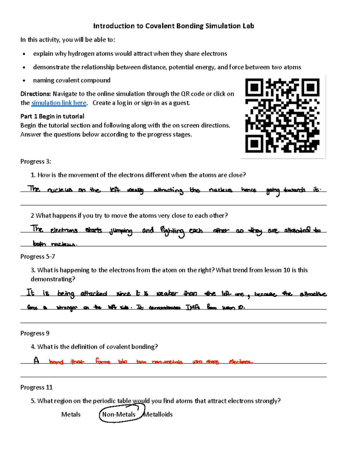 Introduction to Covalent Bonding Simulation Lab - Create a log in or ...