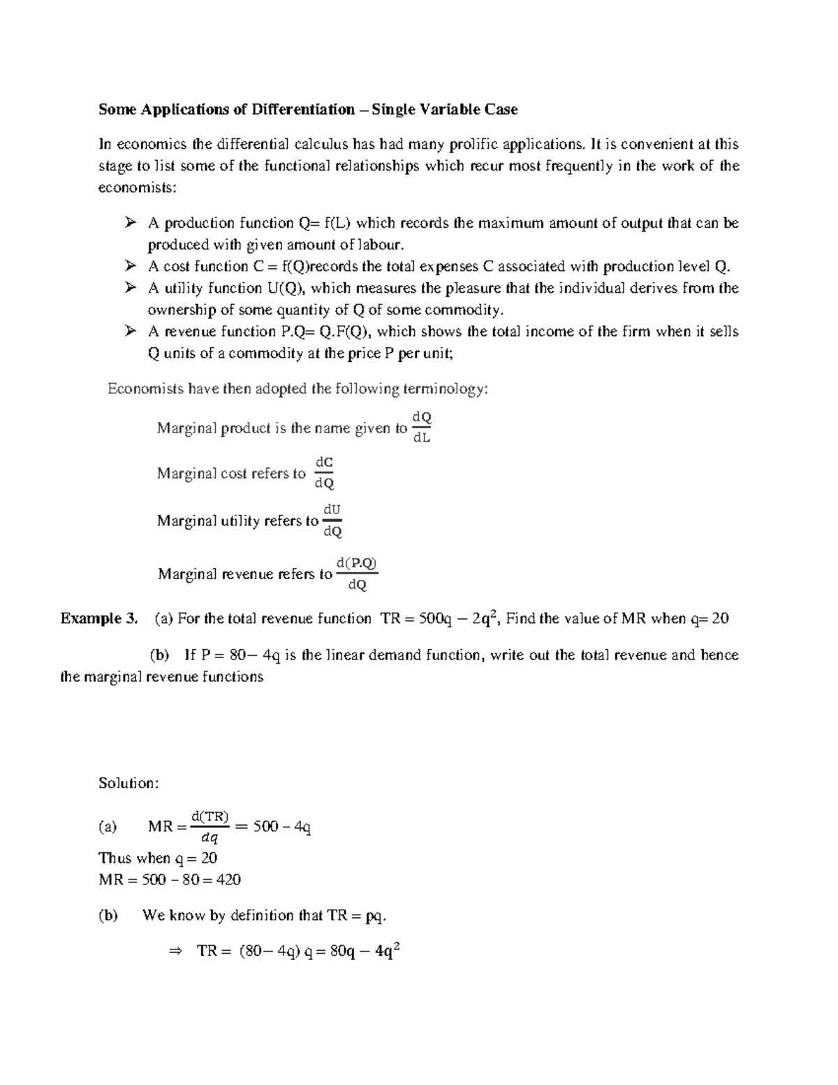01Some Applications of Differentiation - It is convenient at this stage ...