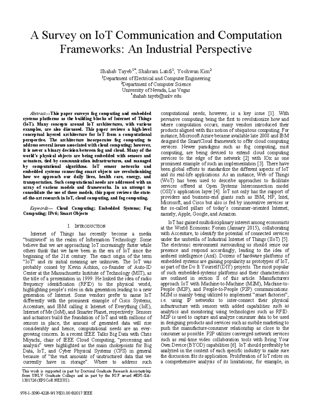 A Survey On Io T Communication And Computation Frameworks An
