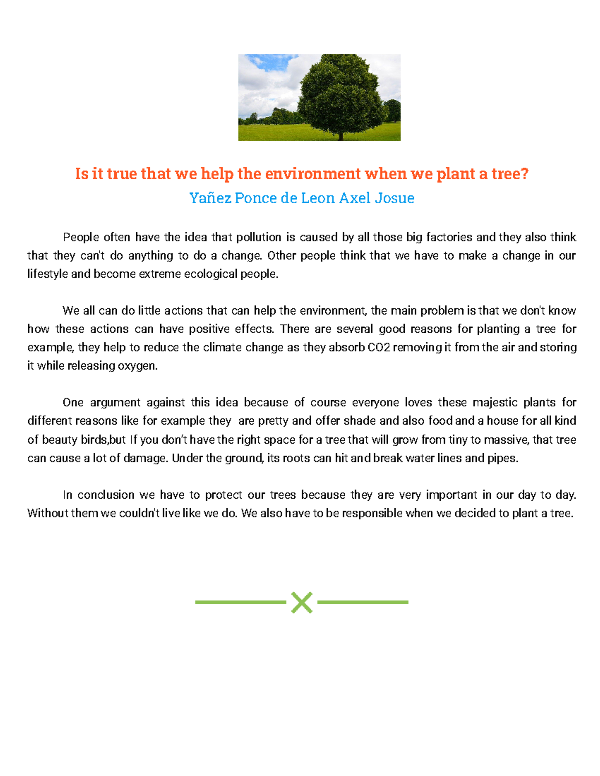 Essay - Is it true that we help the environment when we plant a tree ...