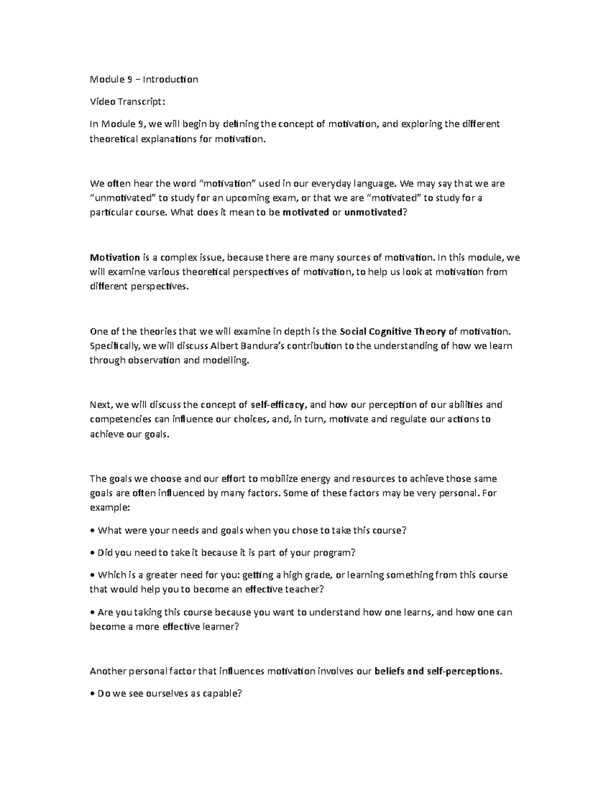 Educ 210 lecture notes for quiz 3 - Module 9 − Introduction Video ...