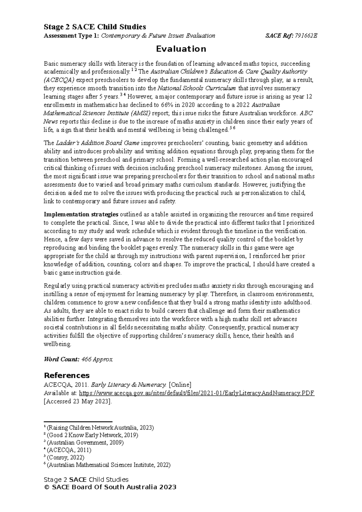 791662 E-2CSD20-AT1-Contemporary Future Issues Evaluation-SK - Stage 2 SACE Child Studies ...