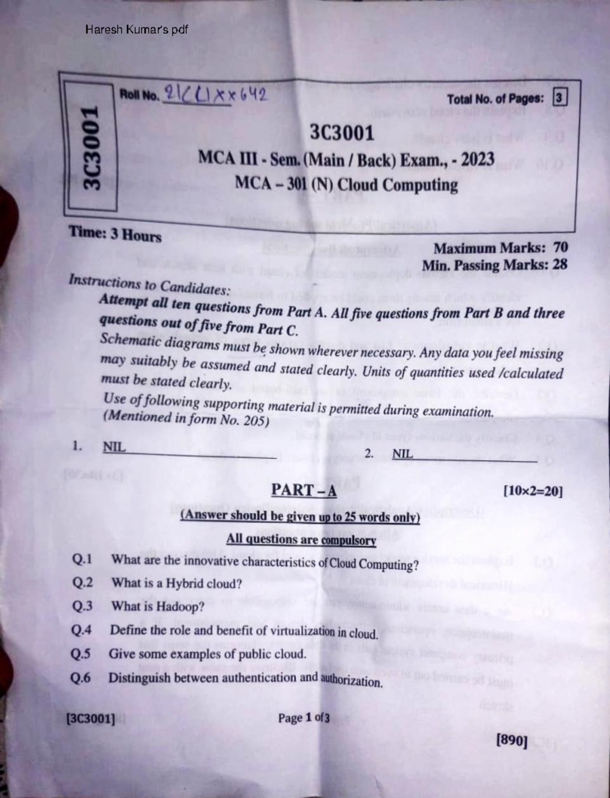 Cloud Computing 3 - Masters Of Computer Application - Studocu