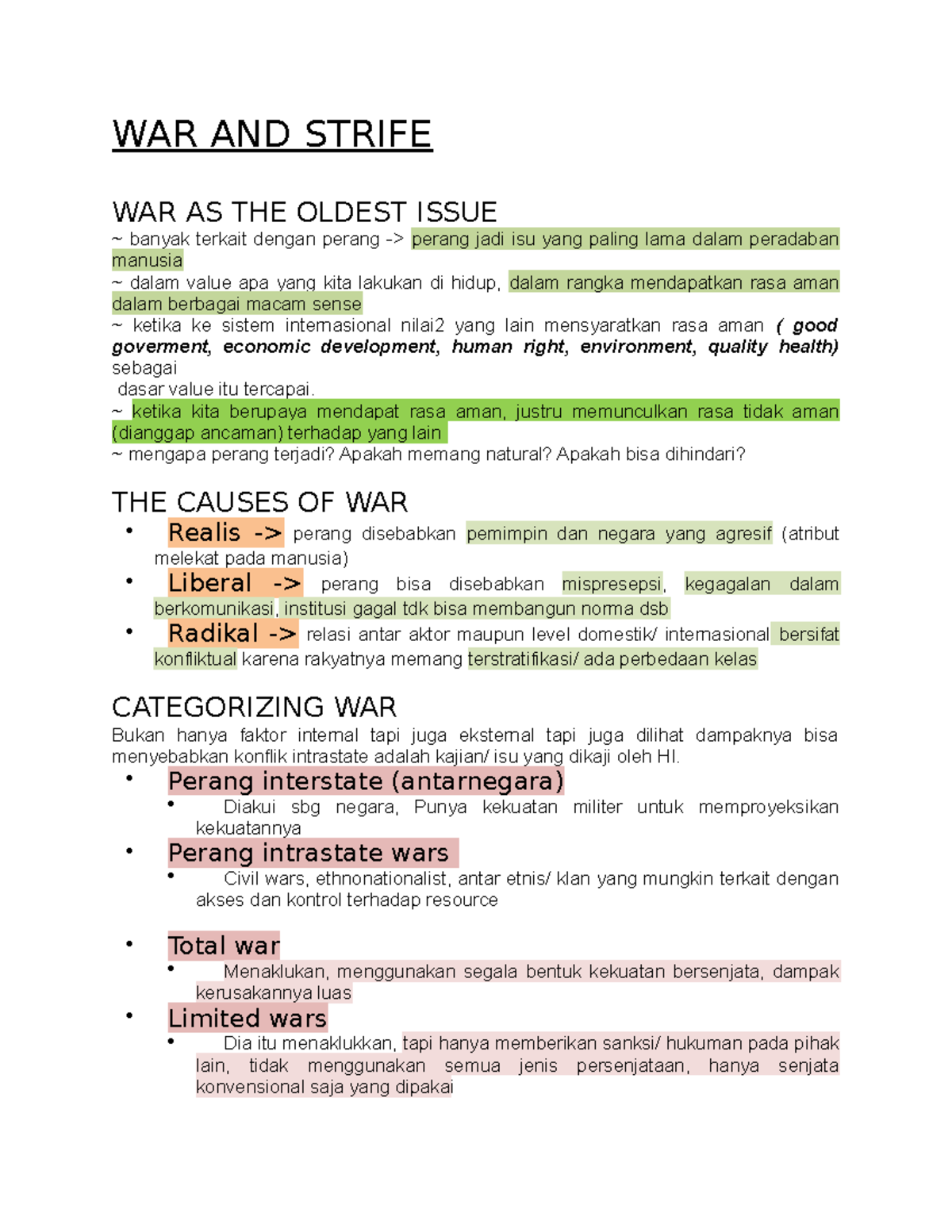 War and Strife (note) - WAR AND STRIFE WAR AS THE OLDEST ISSUE ~ banyak ...