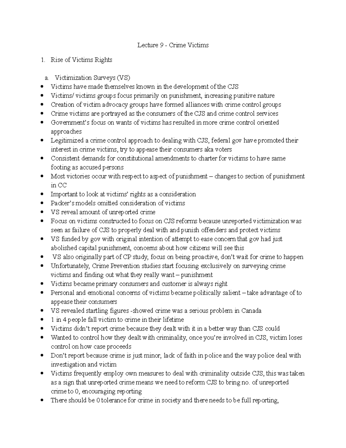 Lecture 9 - Lecture 9 - Crime Victims Rise of Victims Rights a ...