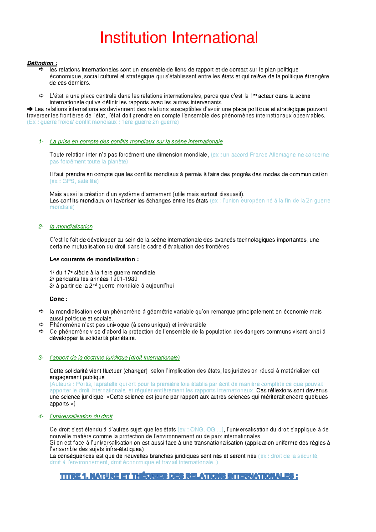 Institution internationale - Institution International Définition : les ...