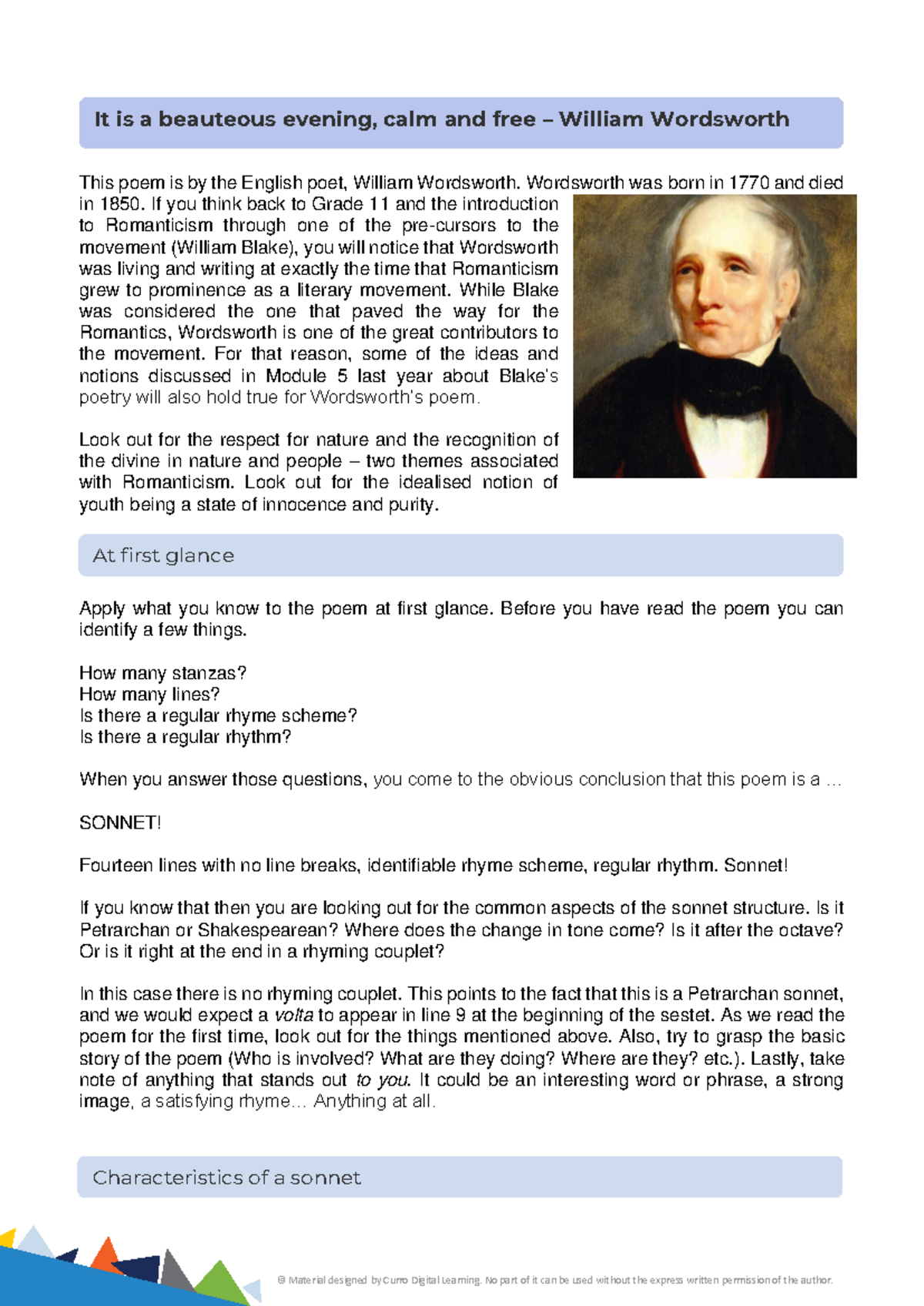 It is a beauteous evening... - Materials - This poem is by the English ...