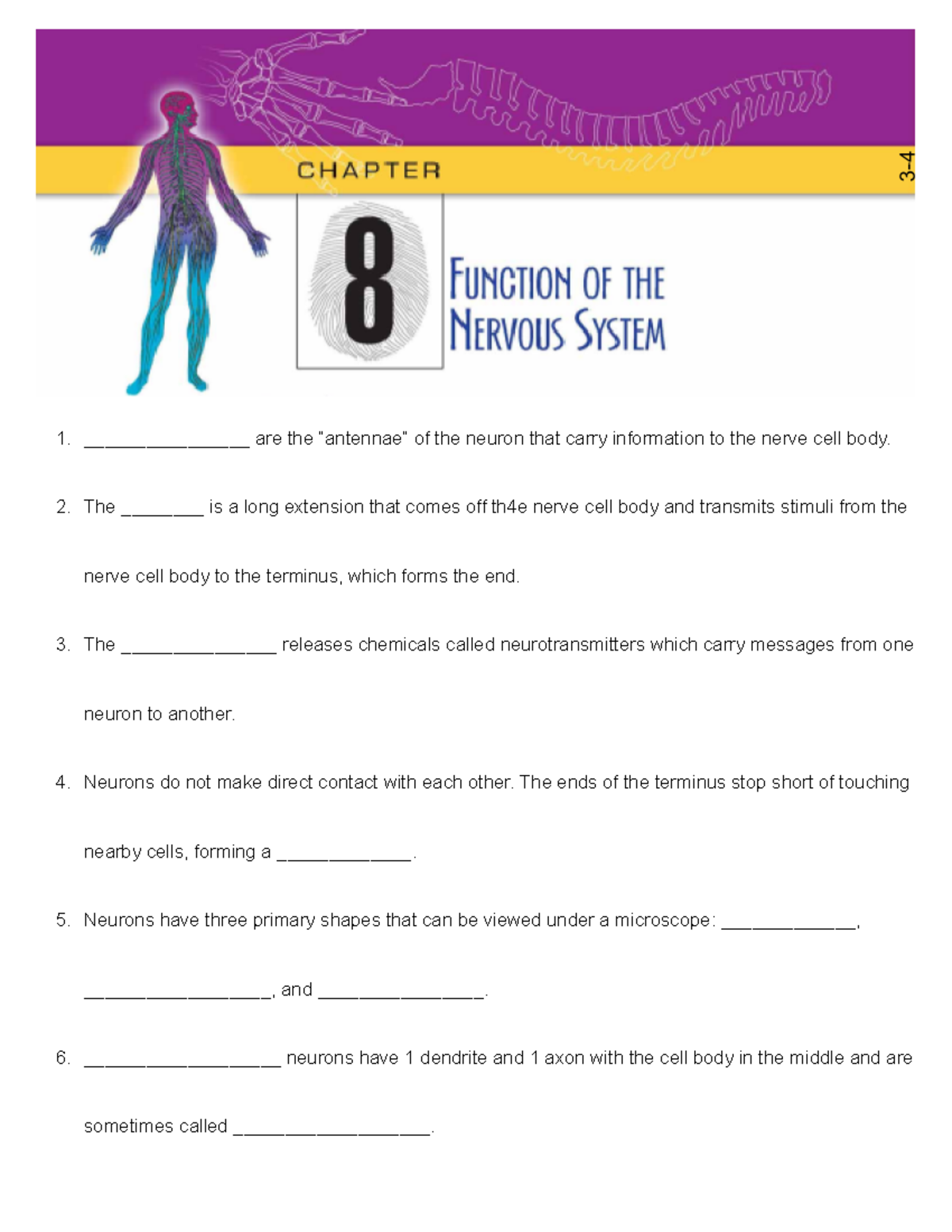 Workbook Pages Nervous Function-1 - 1. ________________ are the ...