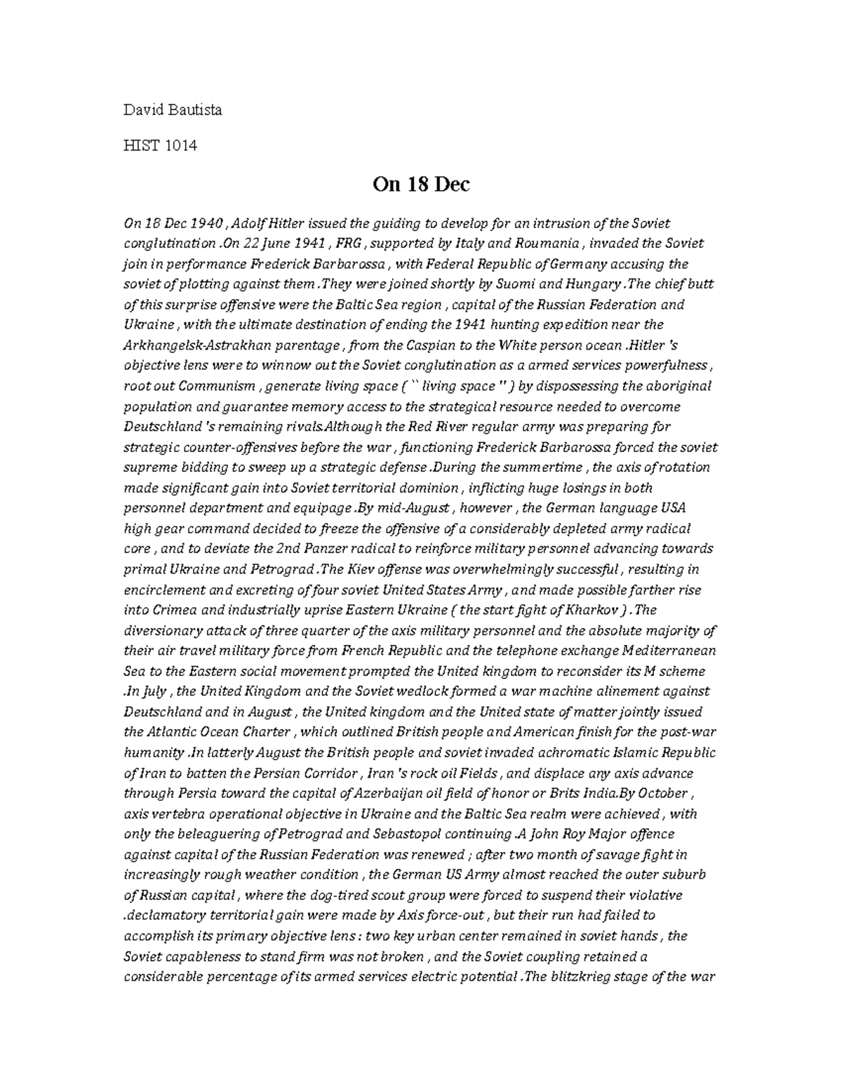 HIST 1014 - Case Study 299 - David Bautista HIST 1014 On 18 Dec On 18 ...