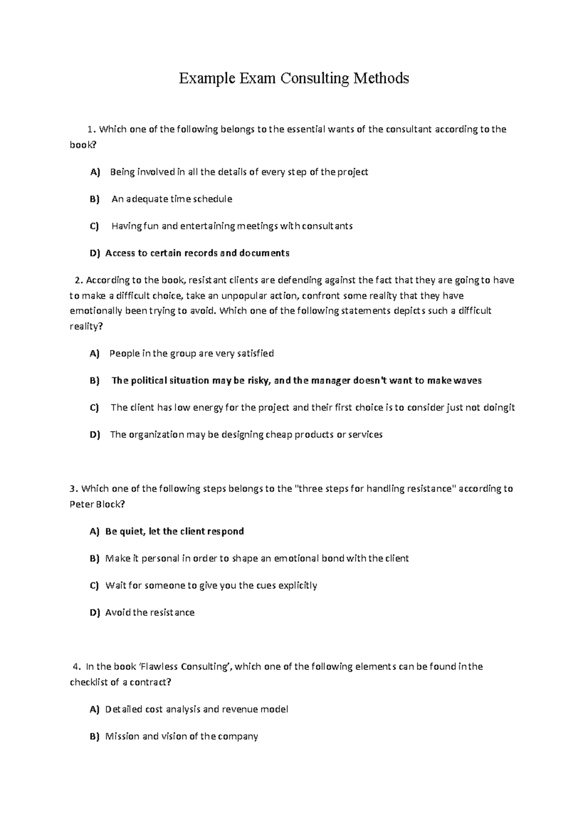 Consulting Methods Mock Exam With Answers - Example Exam Consulting ...