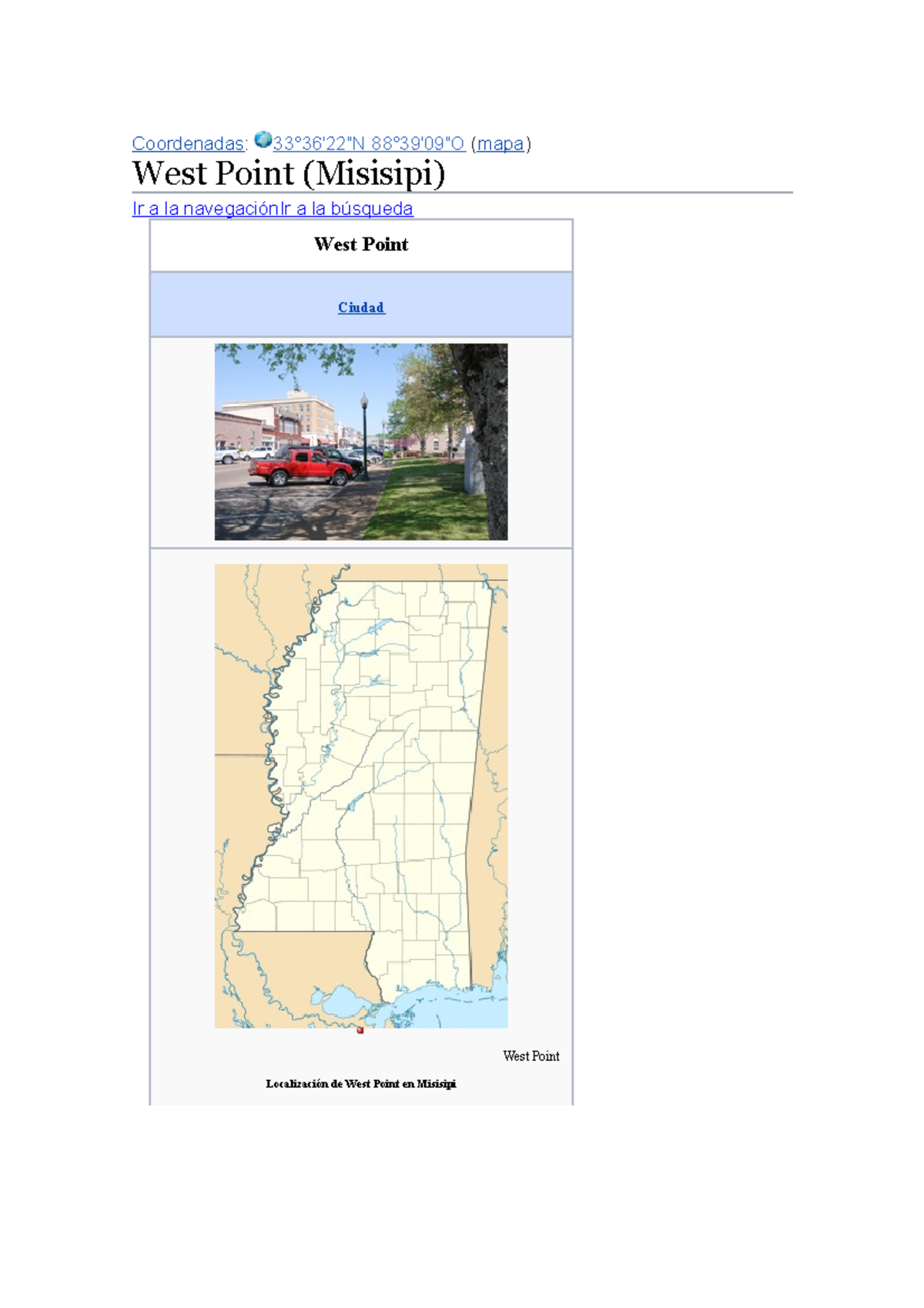 West Pointer - West Point - Coordenadas: 33°36′22′′N 88°39′09′′O (mapa ...
