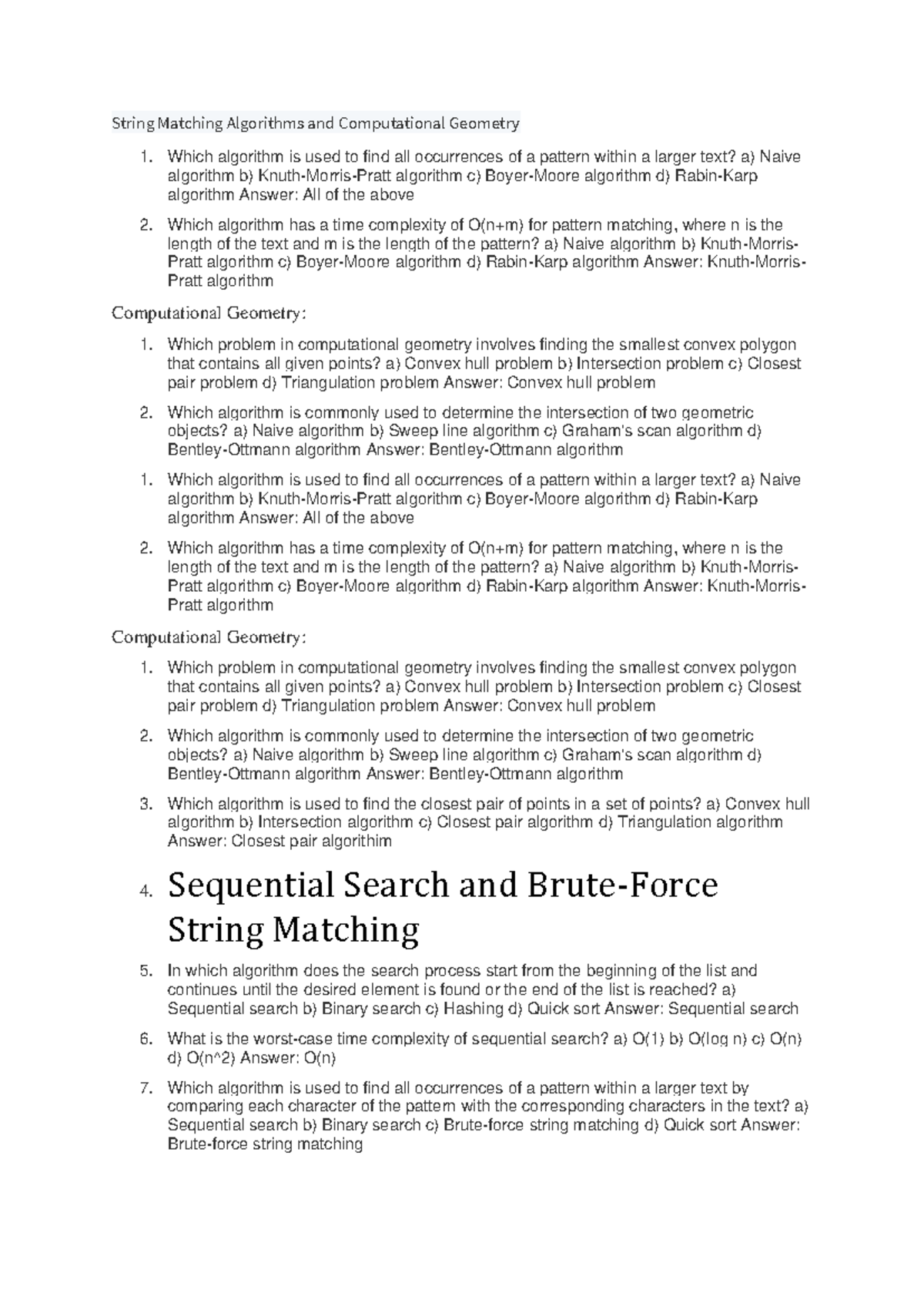 Cse408 Unit 2 Units 2 String Matching Algorithms And Computational 4654