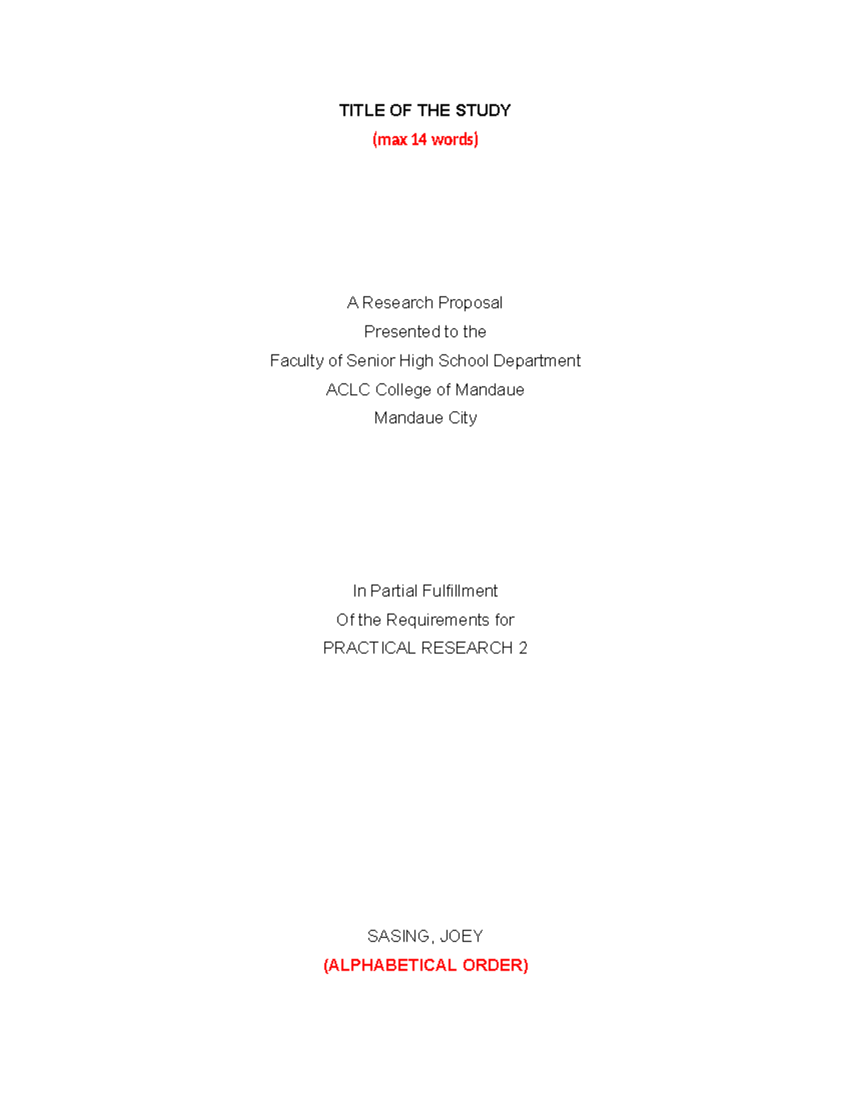 Research- Proposal- Parts PR1 - TITLE OF THE STUDY (max 14 words) A ...