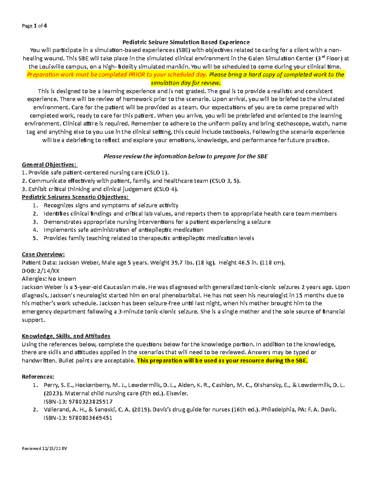 Simulation Ped Seizure Jackson Weber Learner Prep - Pediatric Seizure ...