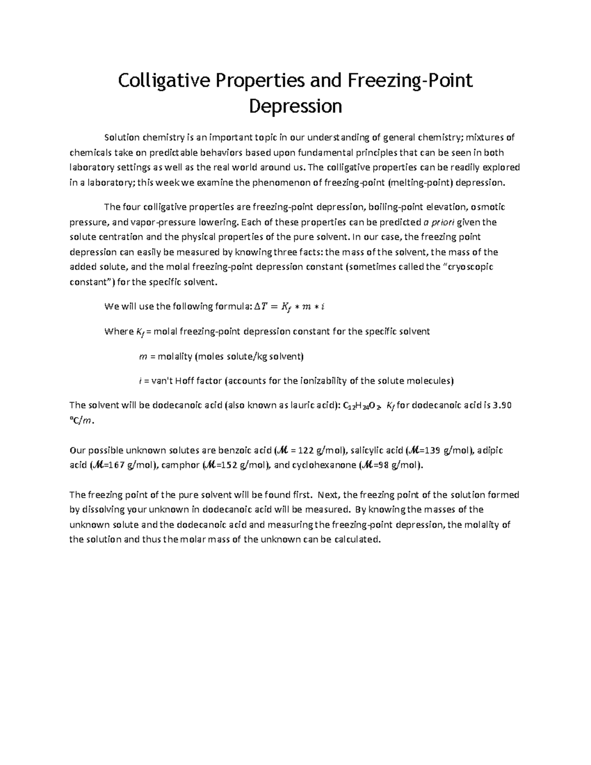 Colligative properties and melting point depression - Colligative ...