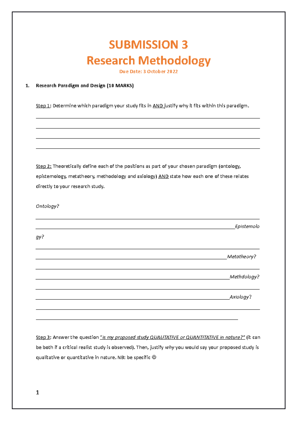 Submission 3 Template REPR - SUBMISSION 3 Research Methodology Due Date ...