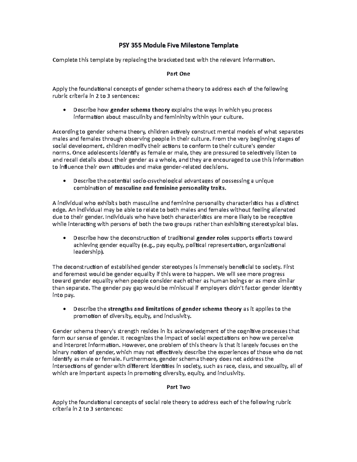 PSY 355 Module Five Milestone - Part One Apply the foundational ...