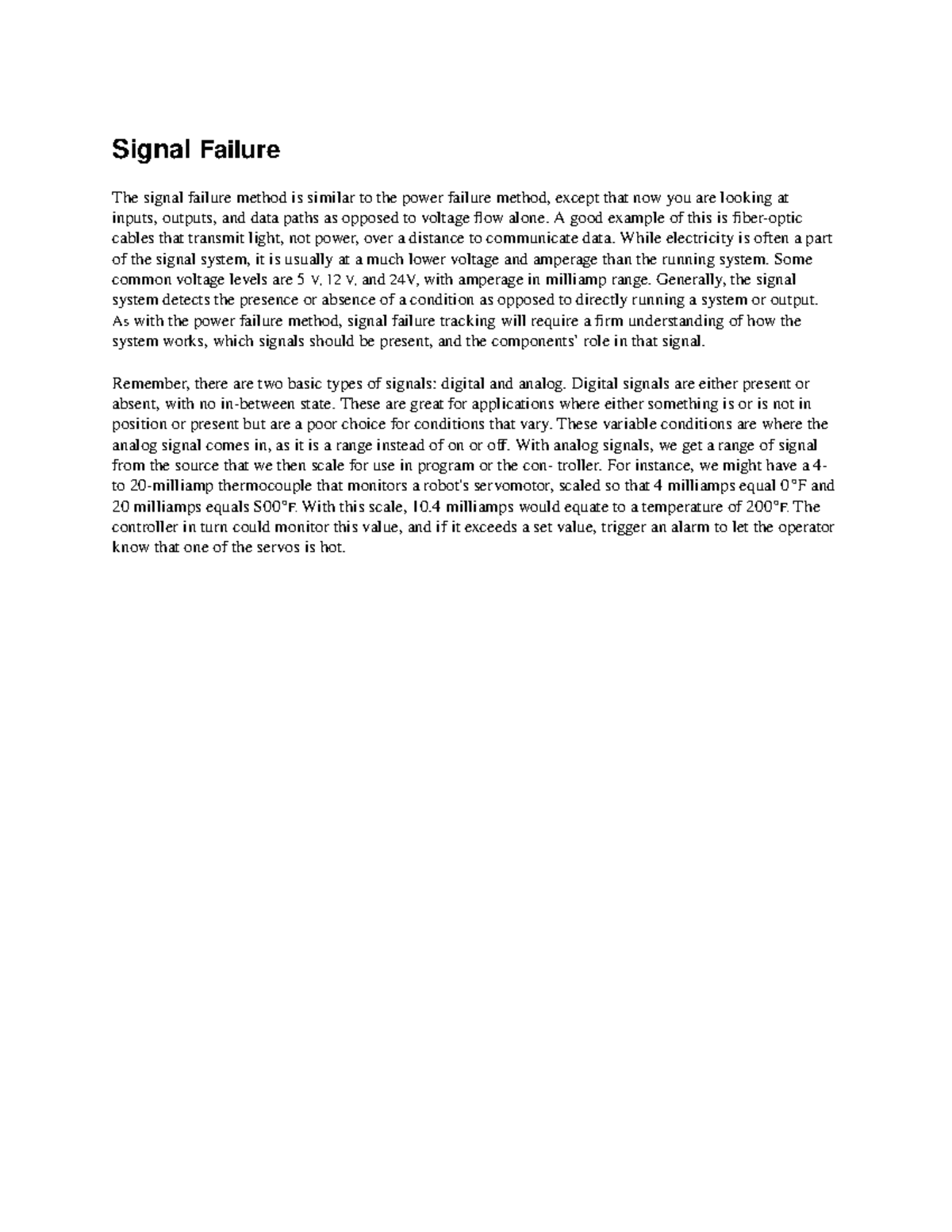 Signal Failure - Lecture notes 9 - Signal Failure The signal failure ...