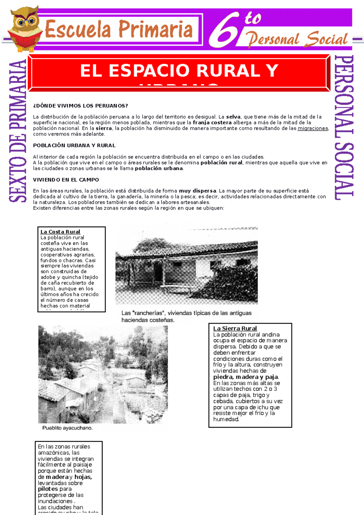 Espacio Rural y Urbano para Sexto de Primaria - de Primaria ¿DÓNDE ...
