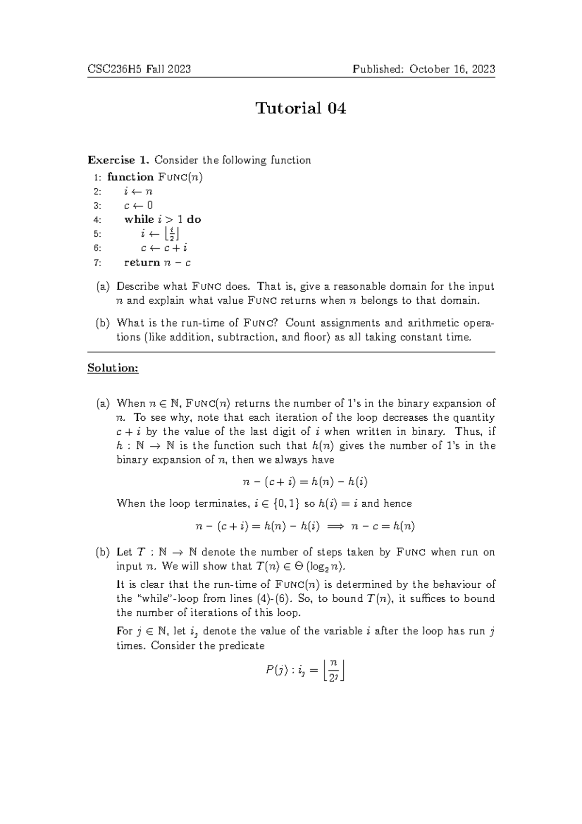 TUT04 - Tutorial of Professor Ahmed Umer Ashraf in Fall 2023 - Tutorial ...