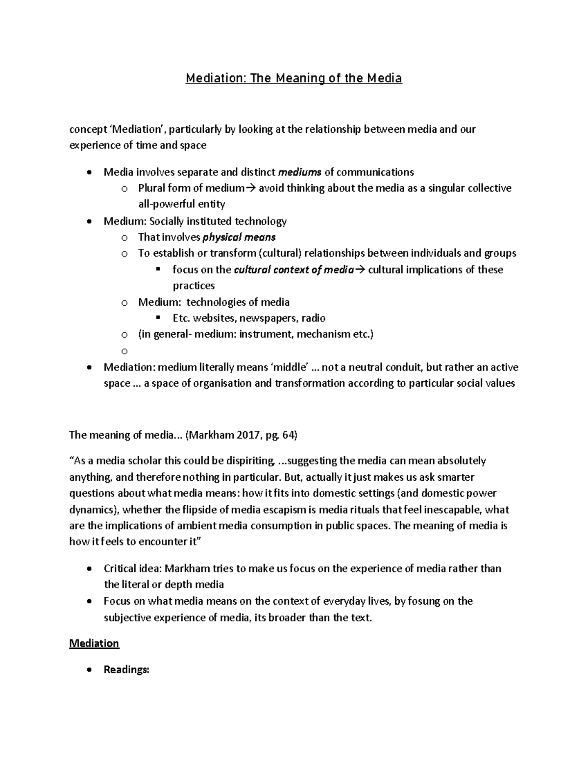 3. Mediation- The meaning of the Media - Mediation: The Meaning of the ...
