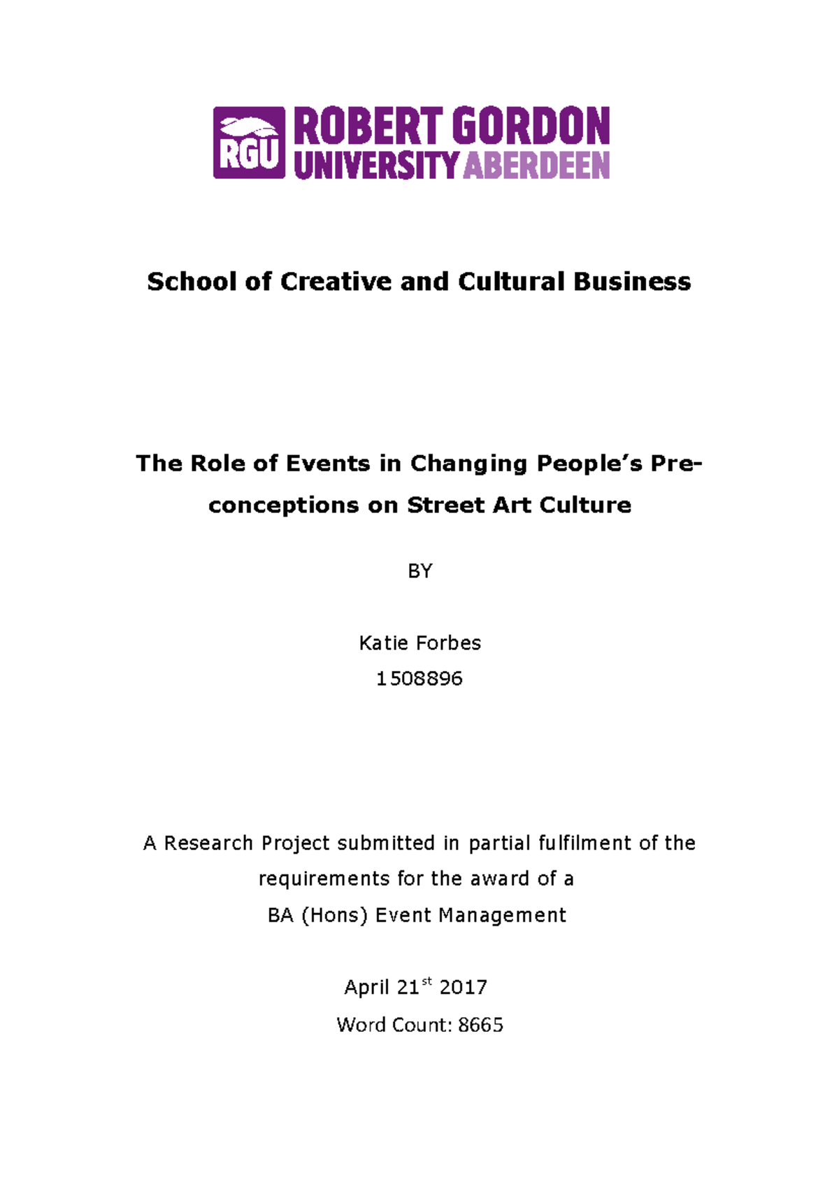 Research Project Final - School of Creative and Cultural Business The ...