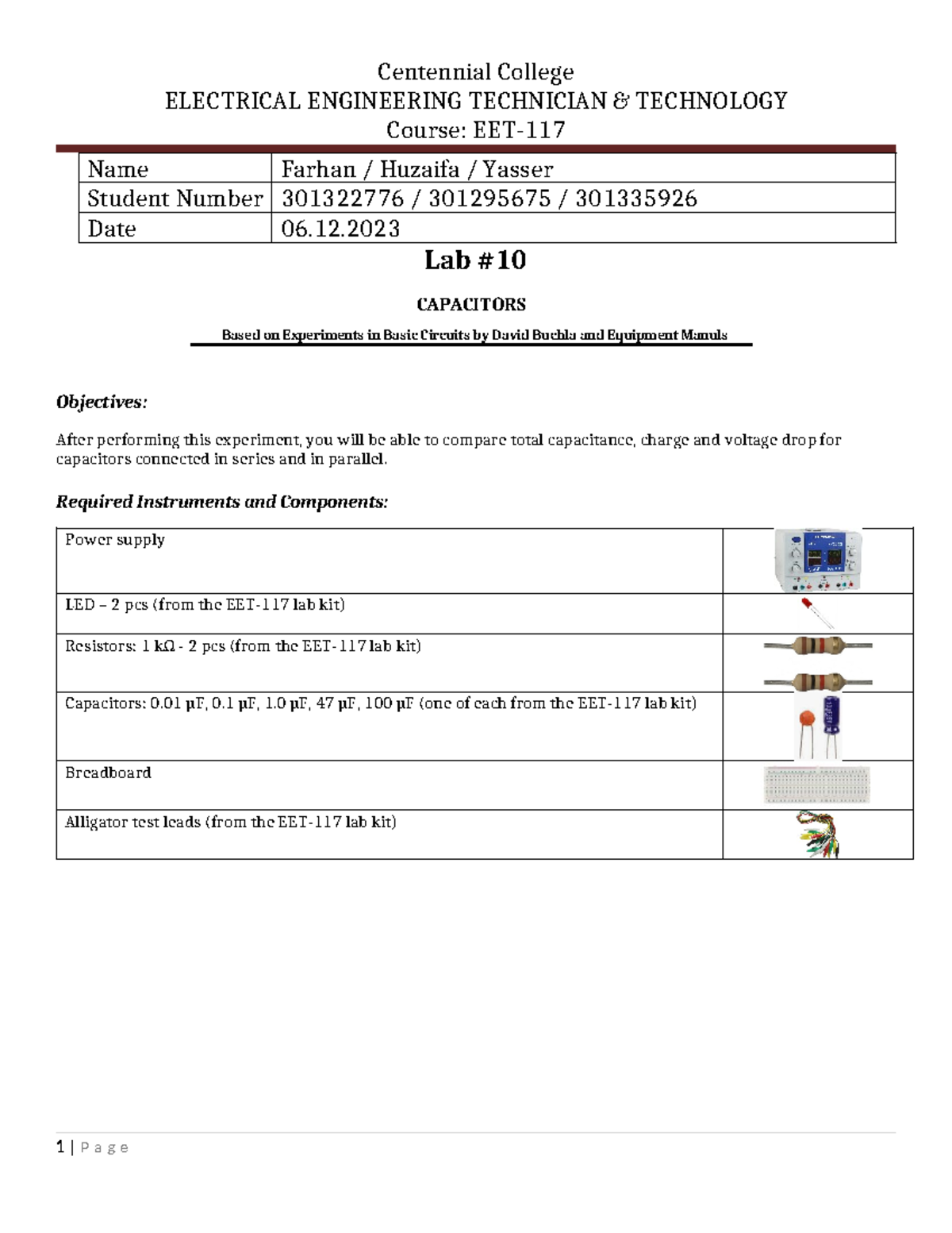 EET-117 LAB 10 F21 (1) - lab 10 - Centennial College ELECTRICAL ...