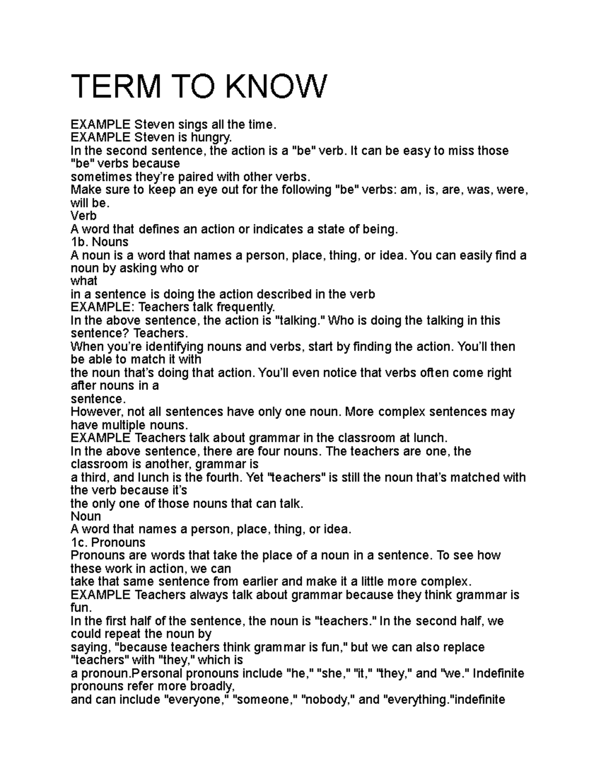 TERM TO KNOW - Composition I - TERM TO KNOW EXAMPLE Steven sings all ...