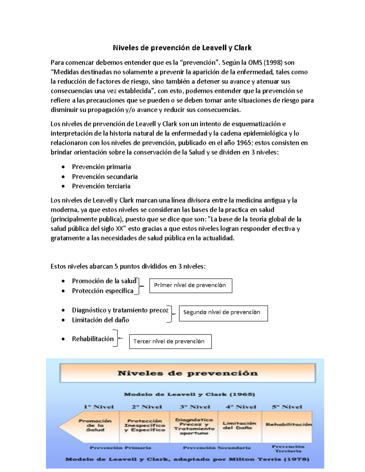 Niveles de prevención de Leavell y Clark - Niveles de prevenciÛn de ...
