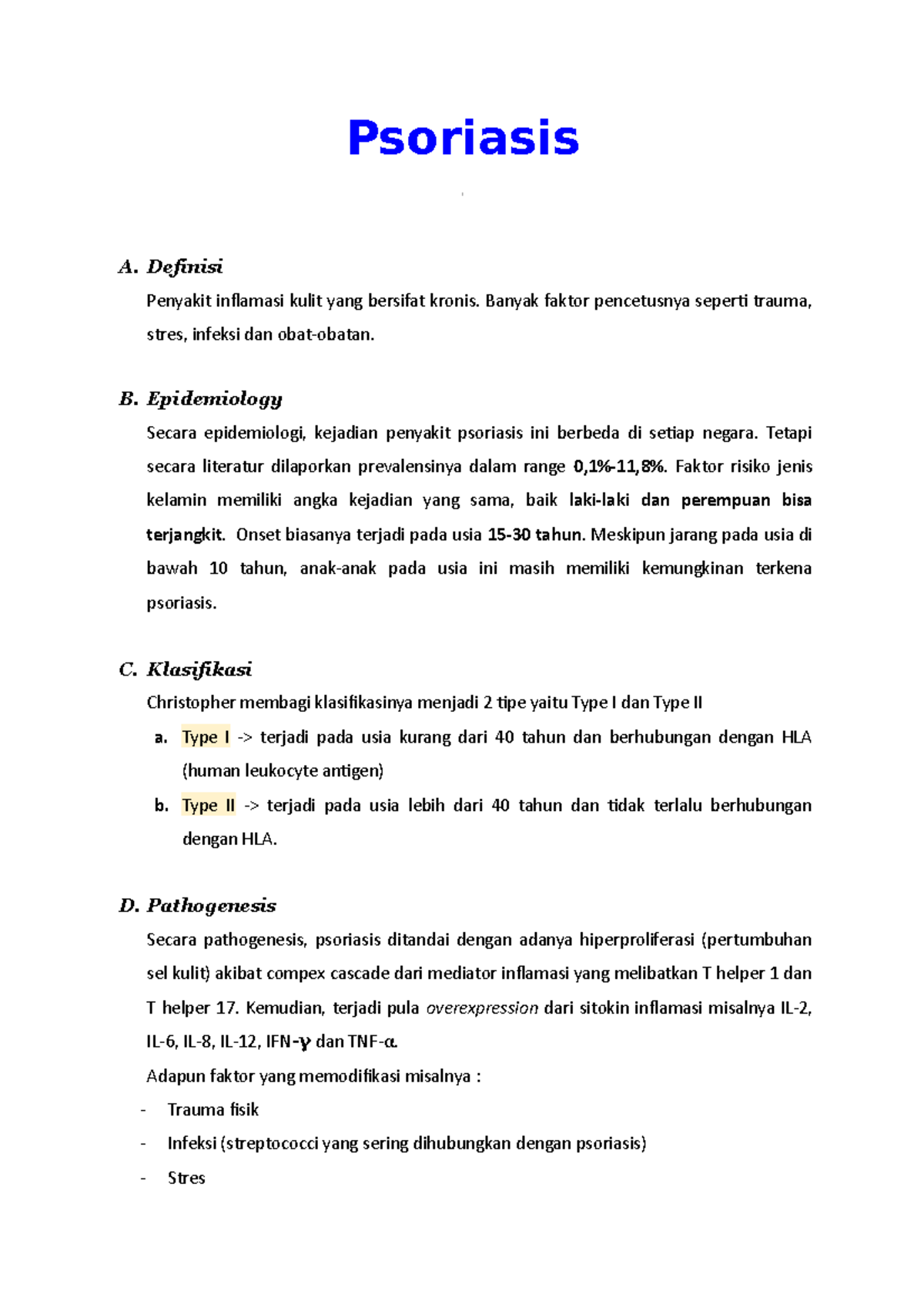 Allergic Diseases in Dermatology - Psoriasis A. Definisi Penyakit inflamasi kulit yang bersifat ...