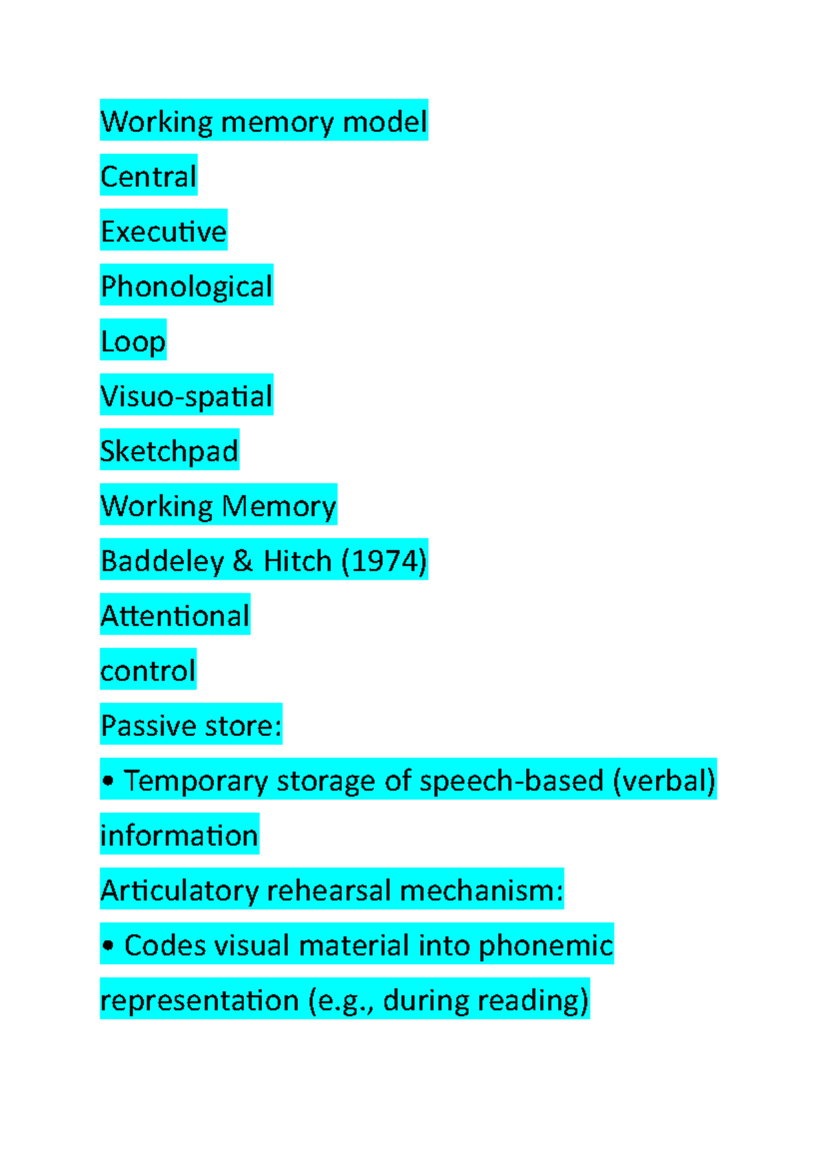 Memory and forgetting part 2 - Working memory model Central Executive ...
