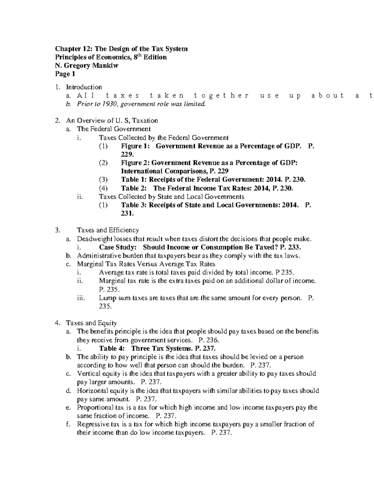 M12 - CH.12 notes - Chapter 12: The Design of the Tax System Principles ...