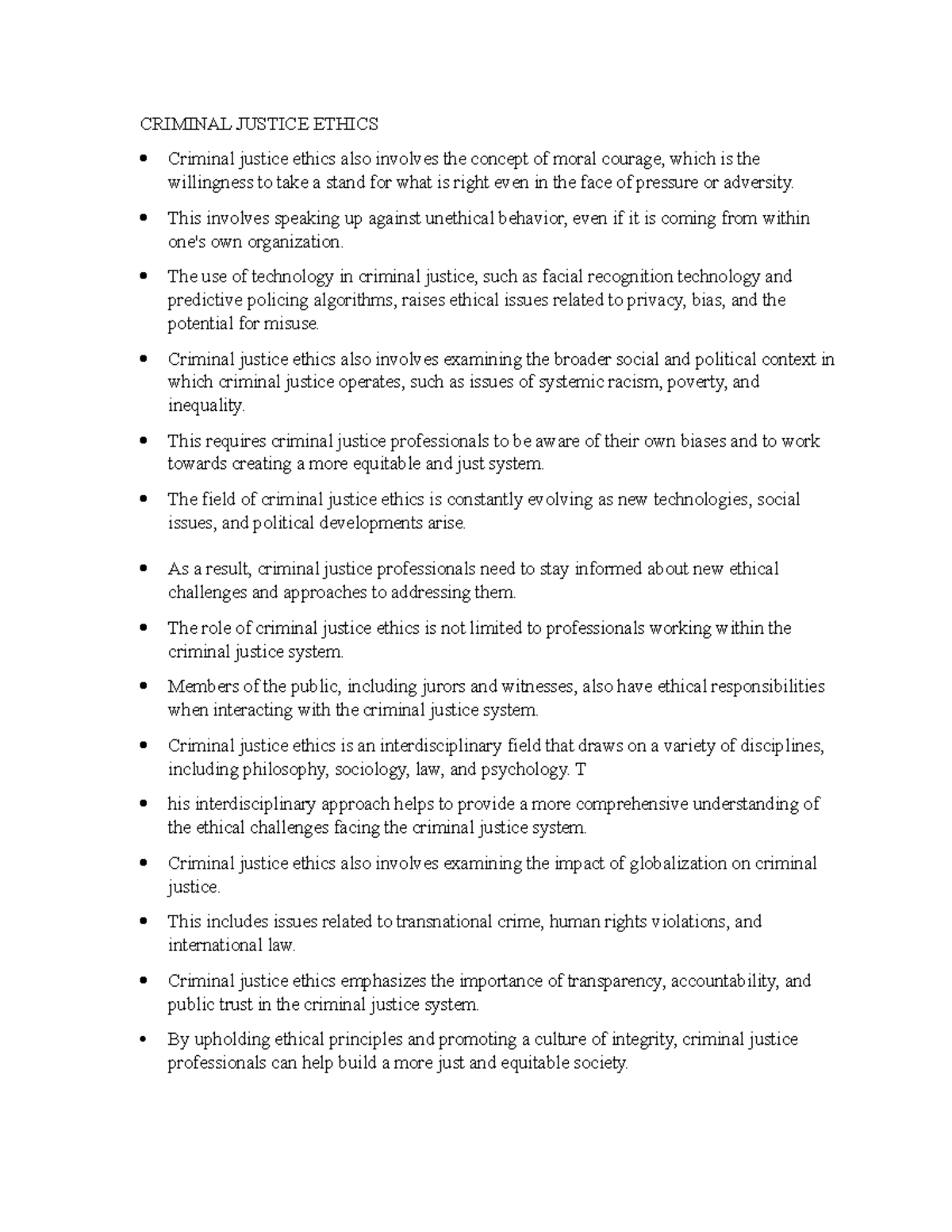 Criminal Justice Ethics Notes 2 - CRIMINAL JUSTICE ETHICS Criminal ...