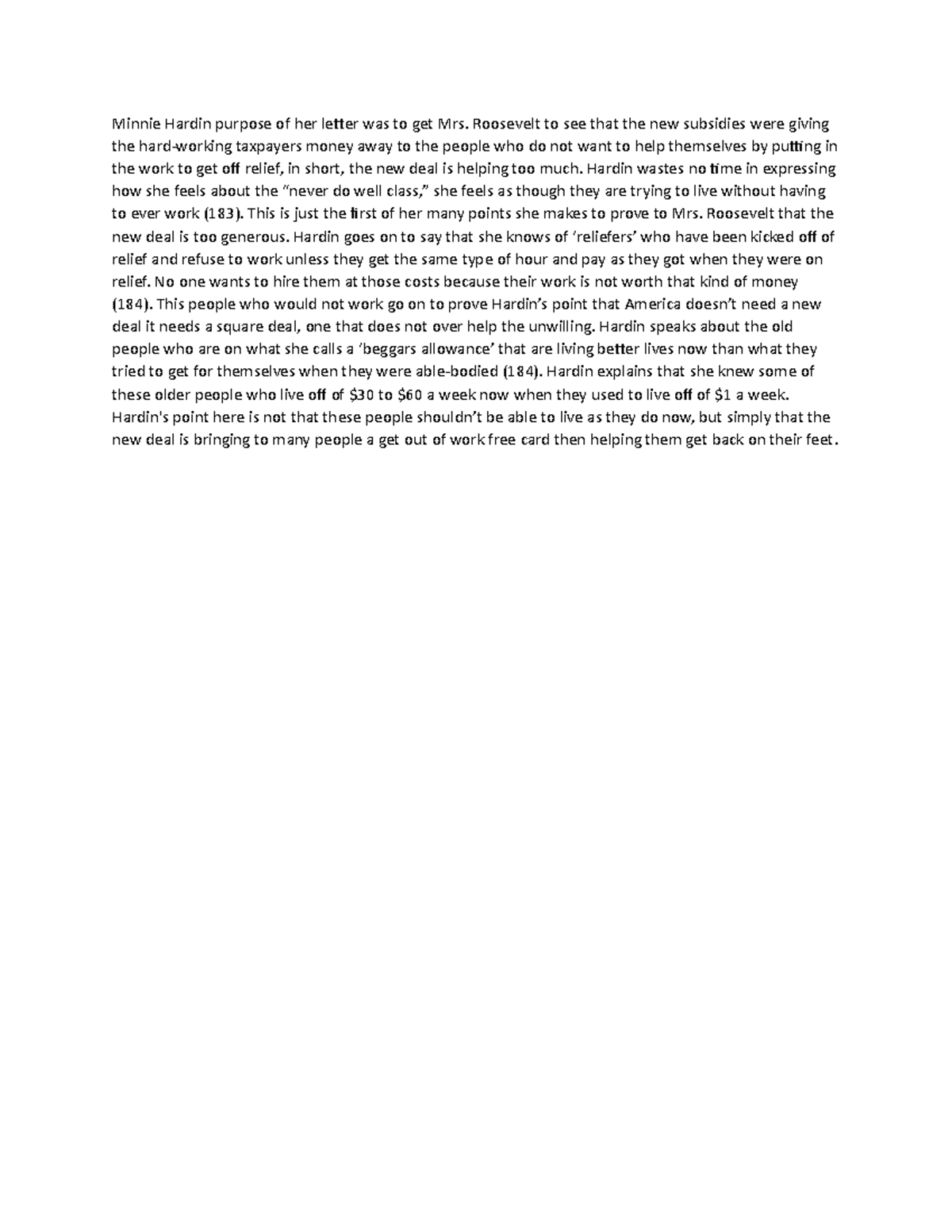 Mod 10 - for Heather M. McNamee - Minnie Hardin purpose of her letter ...