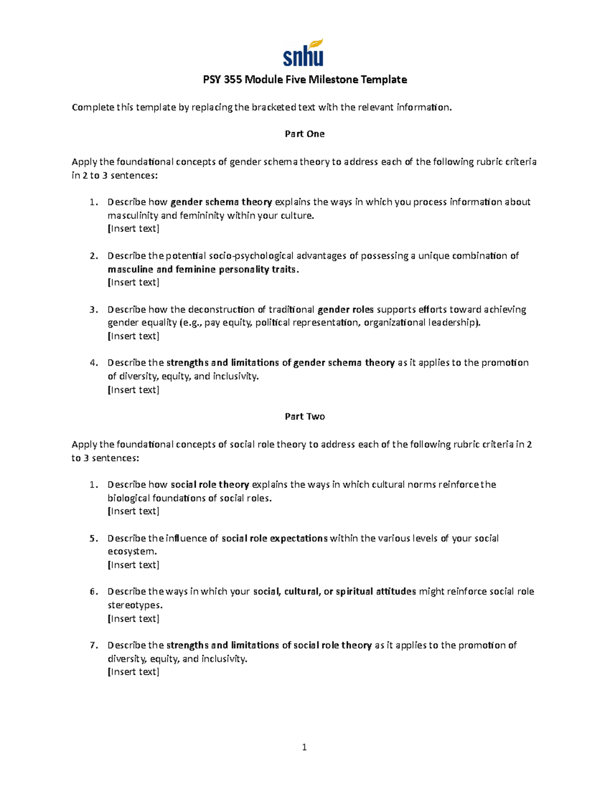 Discussion post - PSY 355 Module Five Milestone Template Complete this ...