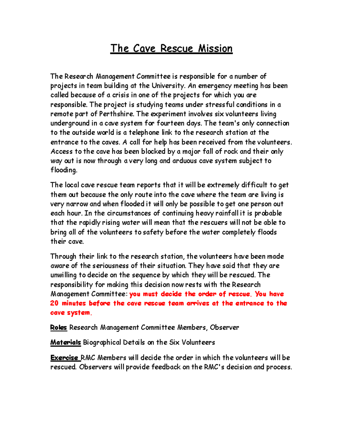 Cave rescue activity - Case study - The Cave Rescue Mission The ...