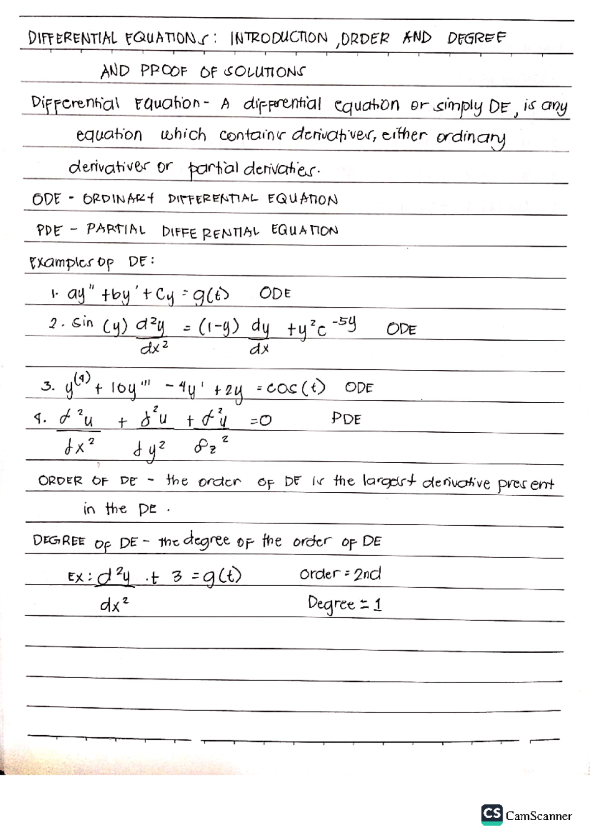 Differential Equations - Bachelor of Science in Civil Engineering - Studocu