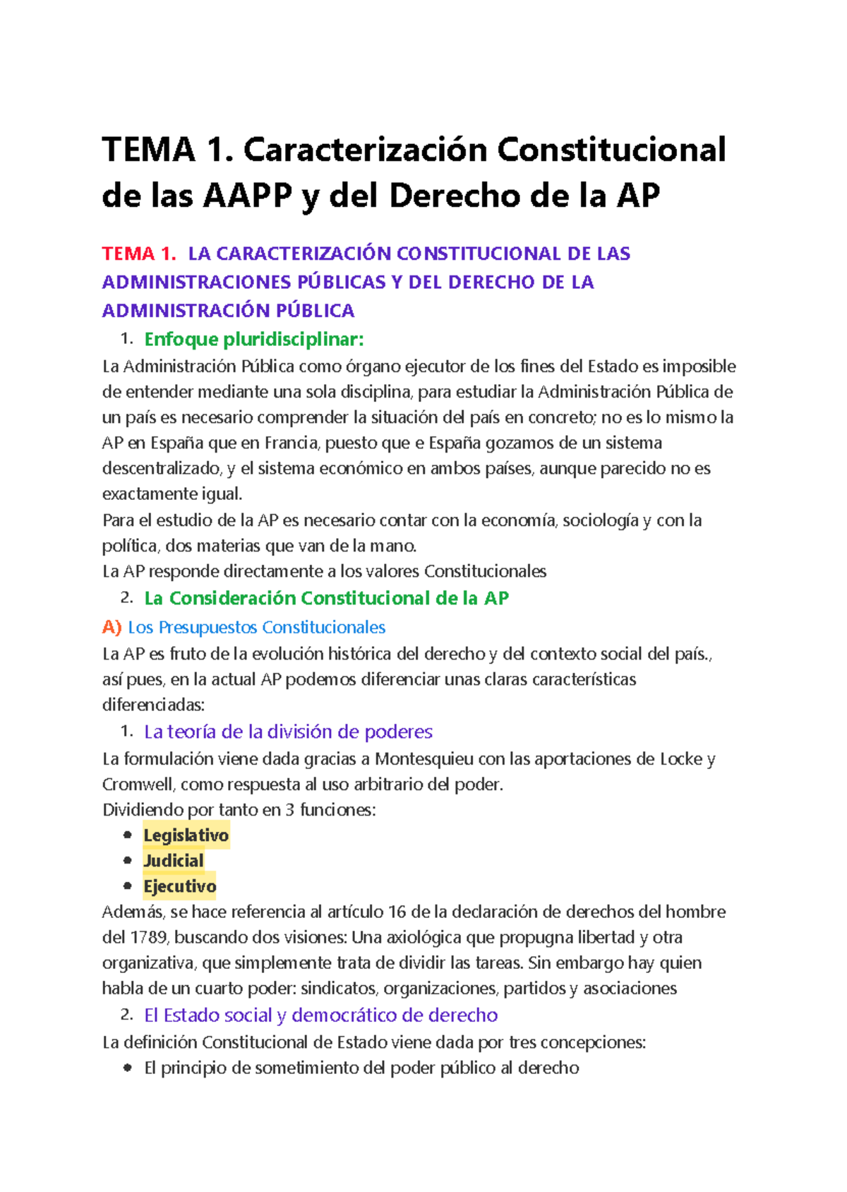 TEMA 1. Caracterización Constitucional de las AAPP y del Derecho de la AP - TEMA 1 ...