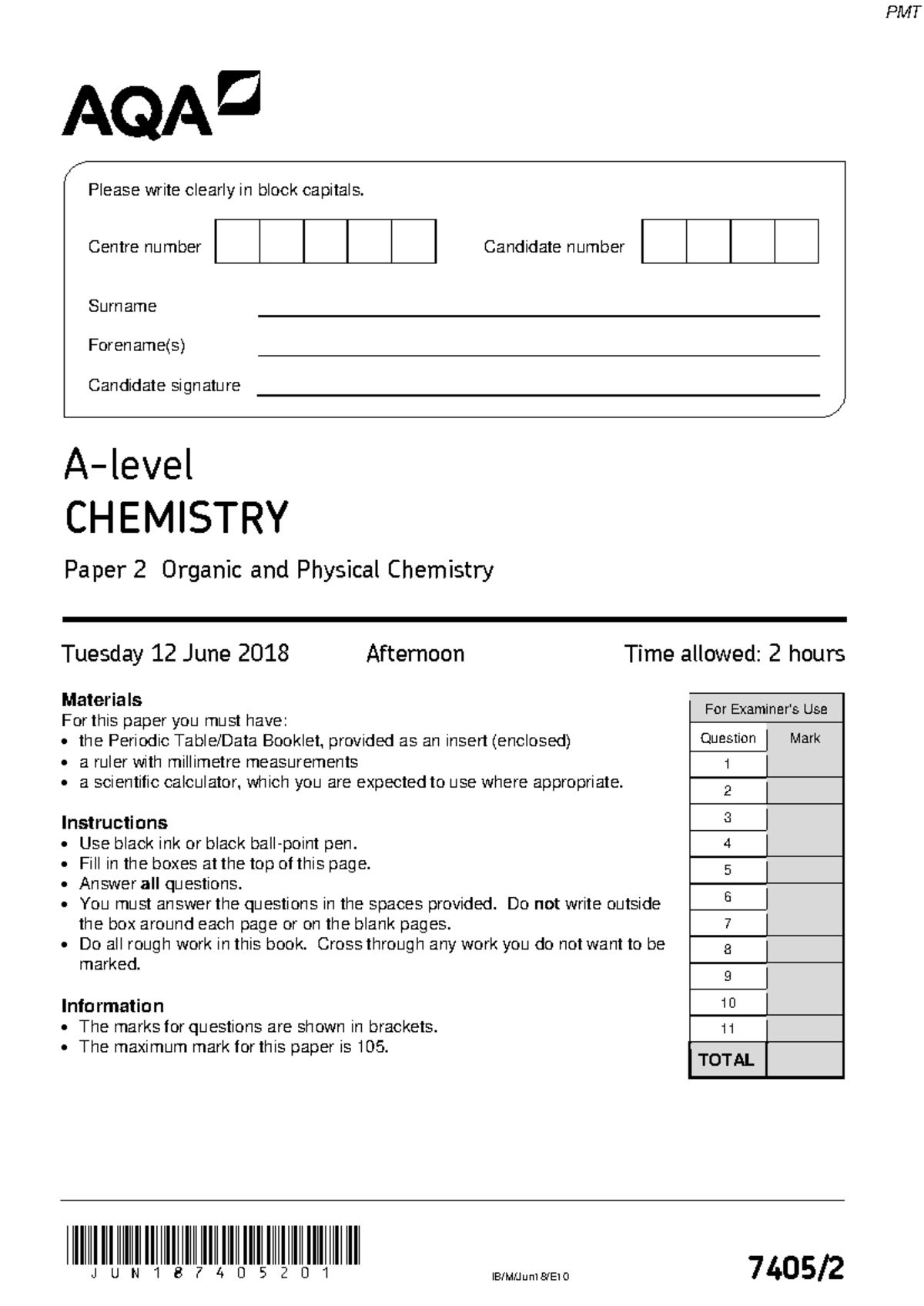 June 2018 - Past Paper Practice - Specification (A Level ...
