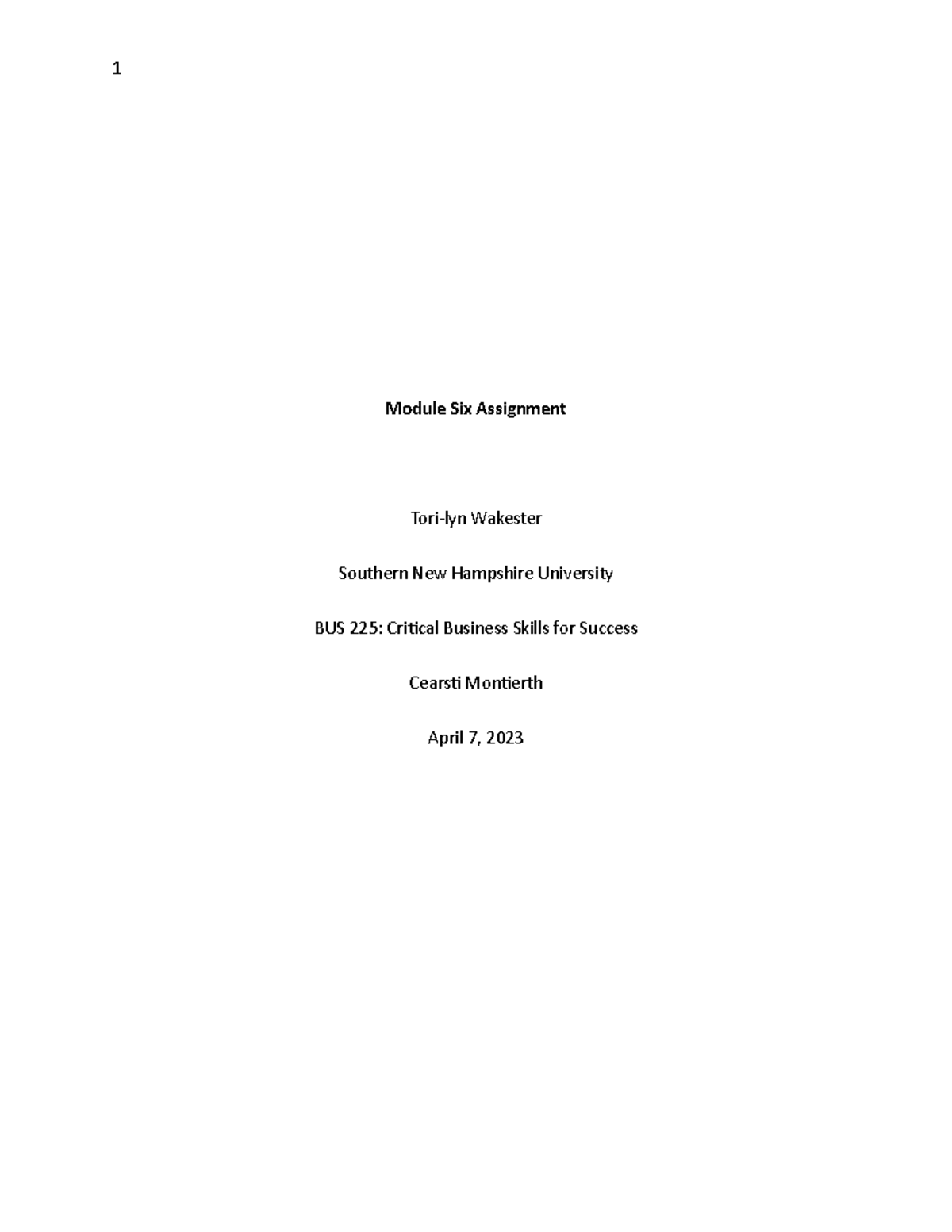 BUS225 Module Six Assignment - bus225 - SNHU - Studocu